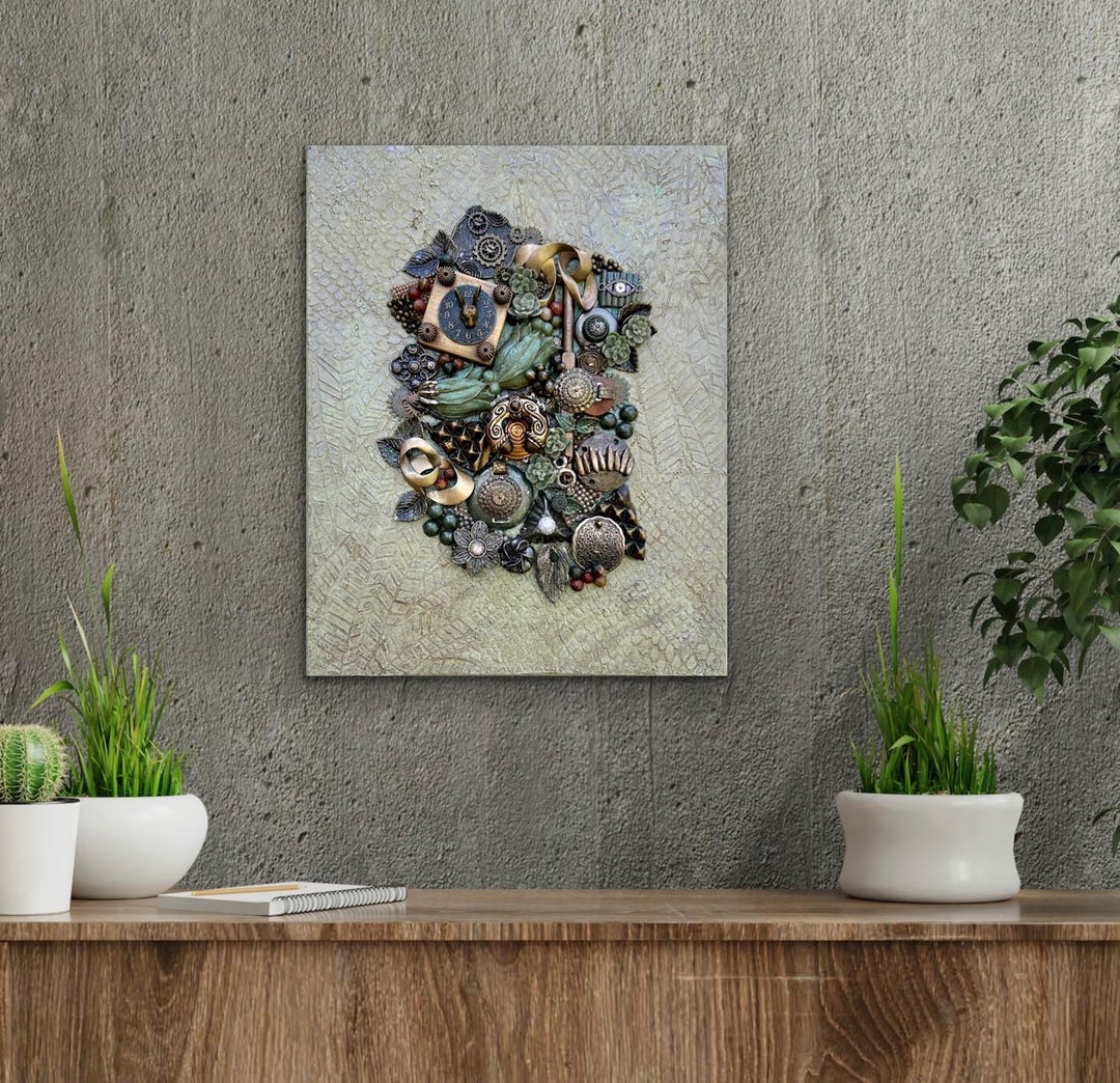 Found Objects Collage – Assemblage Wall Art - Mixed Media Collage ...