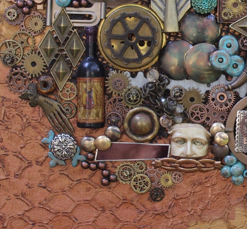 Steampunk Decor Found Objects Art Assemblage Clock Collage | Etsy