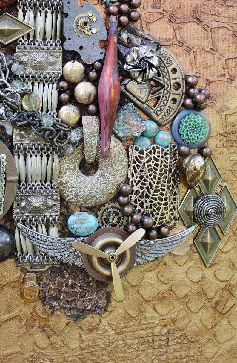 Steampunk Decor Found Objects Art Assemblage Clock Collage | Etsy