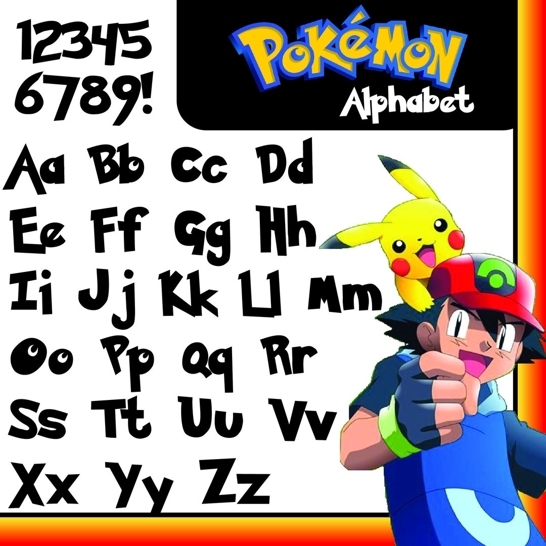 Pokemon Font Alphabet Letters Svg Png Jpg Ttf Printable Digital Files ...