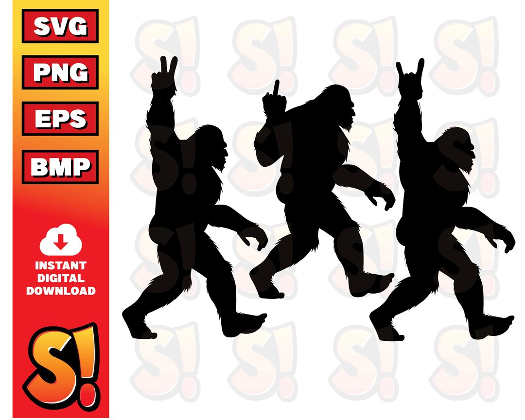 Bigfoot Sasquatch American Flag Emotion Vector/ Cryptozoology Clipart ...