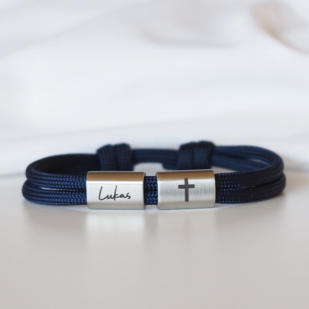 Sailing Rope Bracelet With Name Engraved Communion Confirmation ...