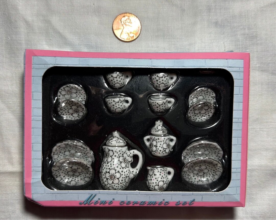 Doll House Miniature Tea Pot Set Works Well With Barbie Tammy and Other ...