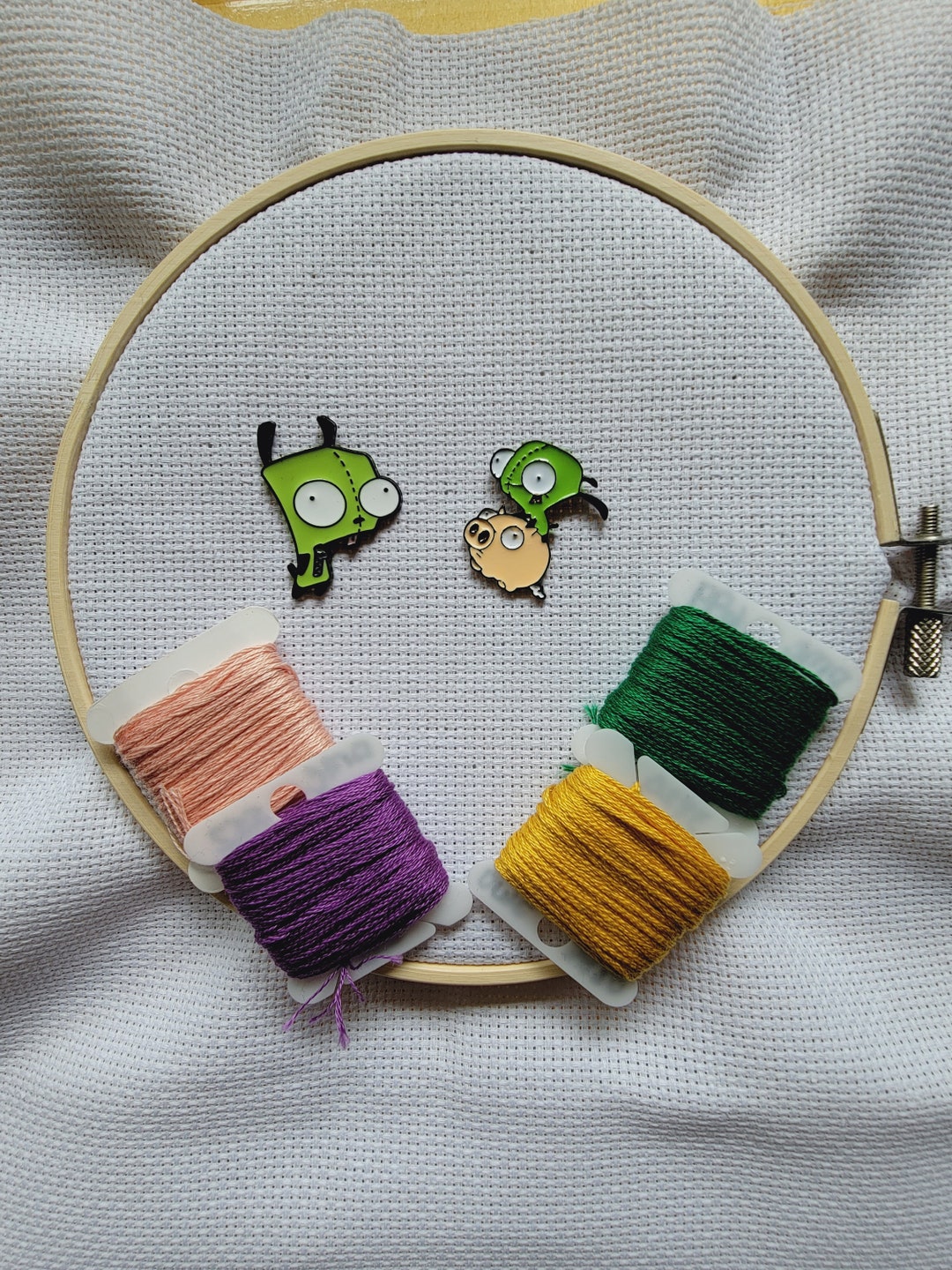 Gir & Zim Inspired Lapel Pin and Needle Minder | Invader Zim Gir and ...