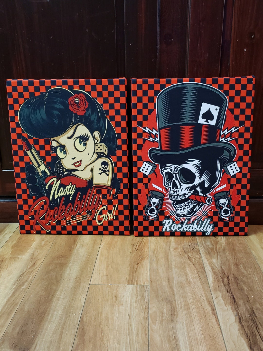 Rockabilly Wall Decor Wall Art Set Canvas Art Rock and Roll Man Cave ...