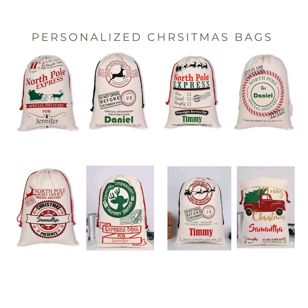 Personalized Christmas Bags | Personalized Santa Sacks | Large Gift ...