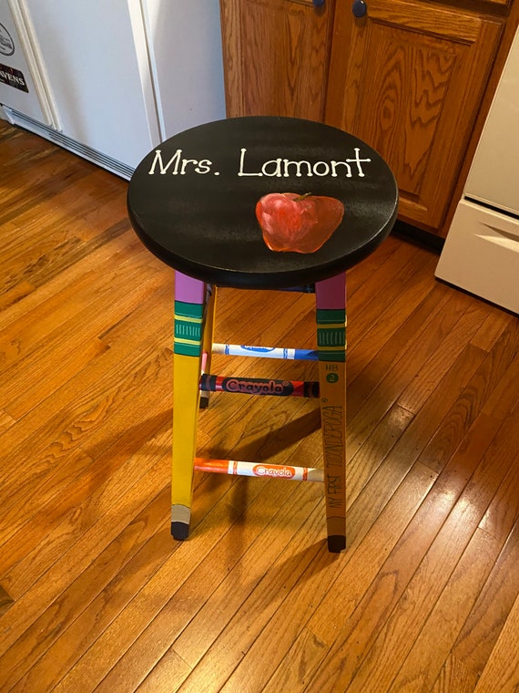 Hand-painted Teacher Stool - Etsy