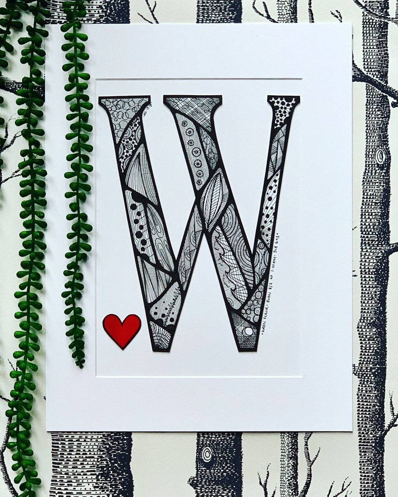 Personalised Hand-drawn Initial Pen and Ink Original Drawing - Etsy