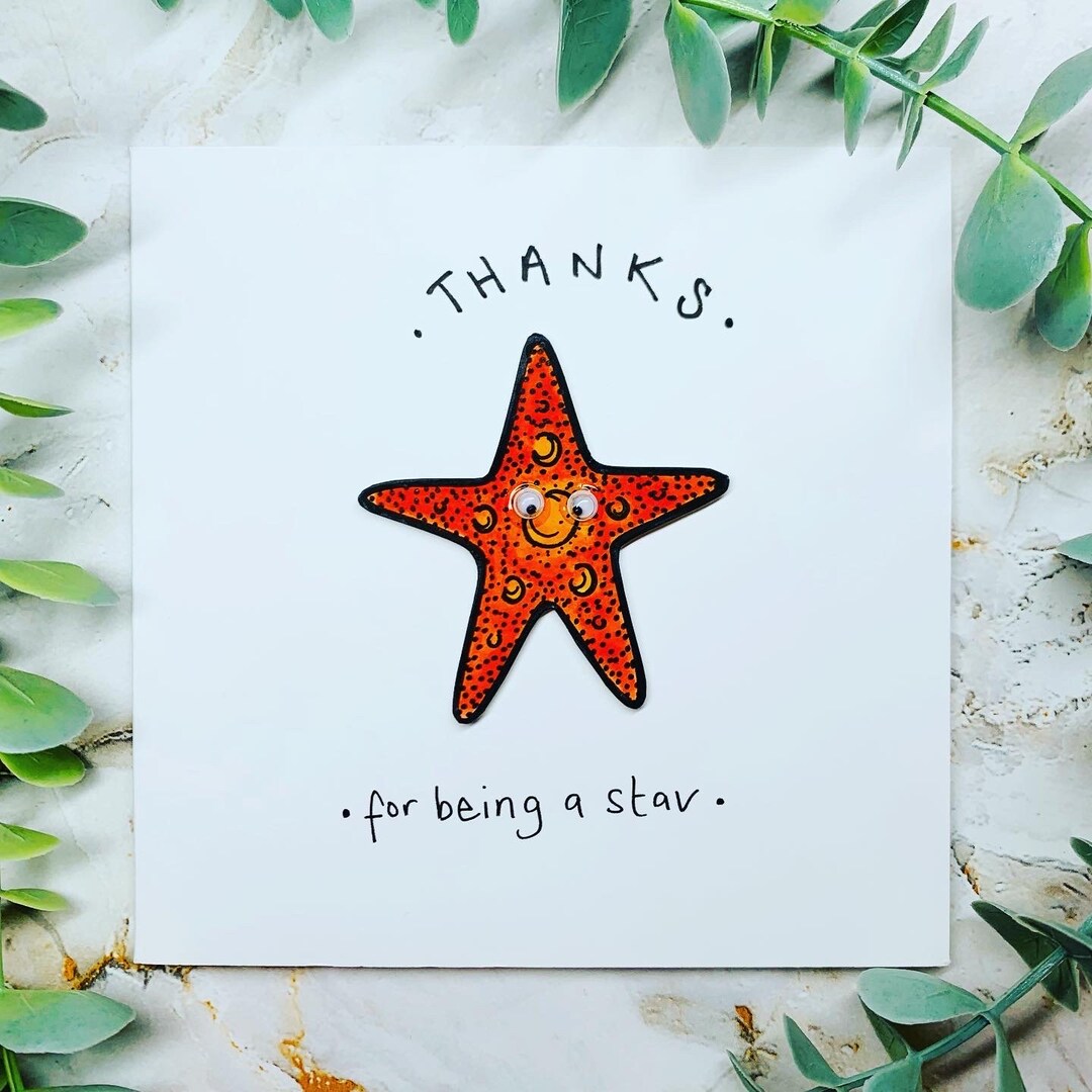 Thanks for Being a Star Card Funny Card Starfish Handmade - Etsy