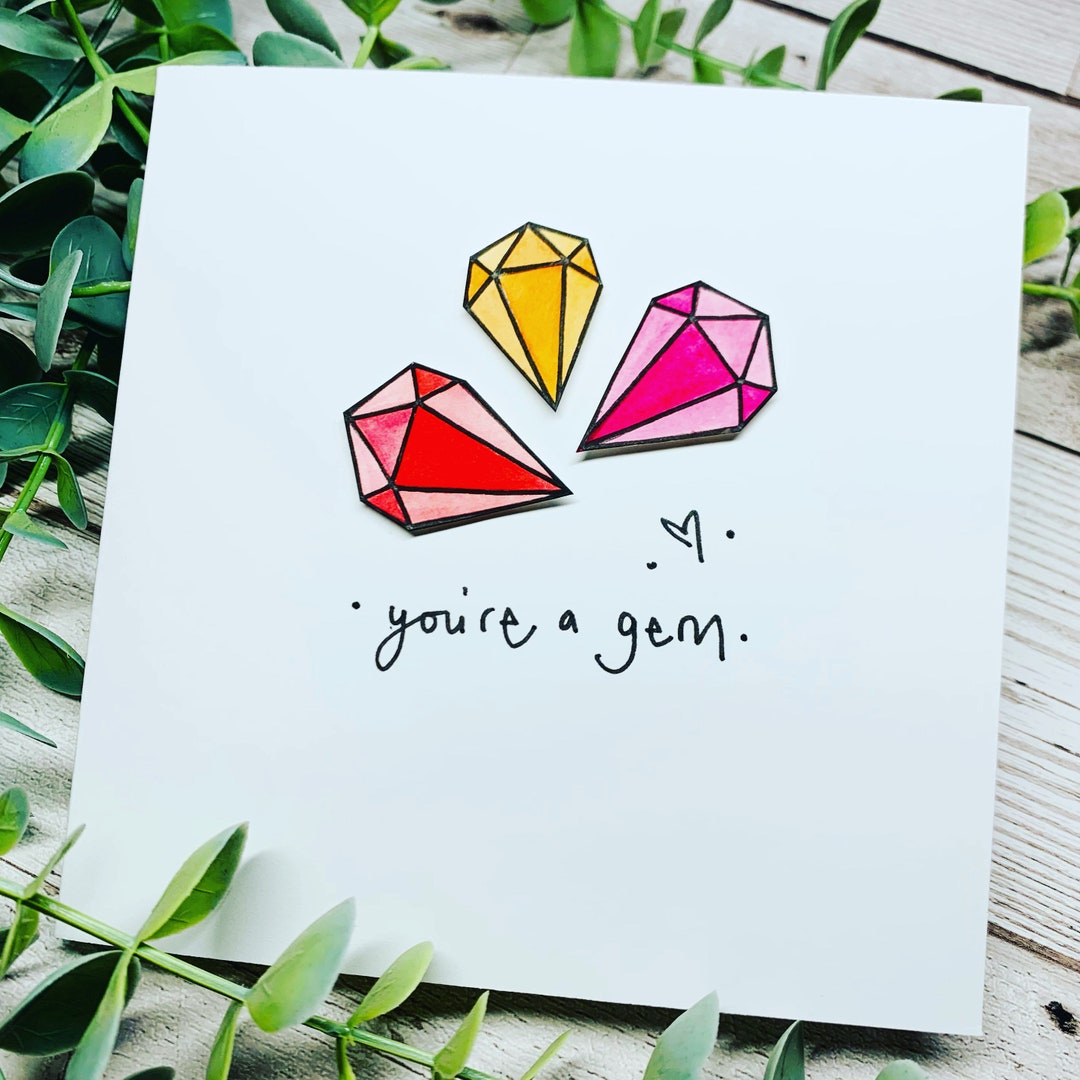 Youre a Gem Card Jewel Happy Birthday Handmade Original - Etsy
