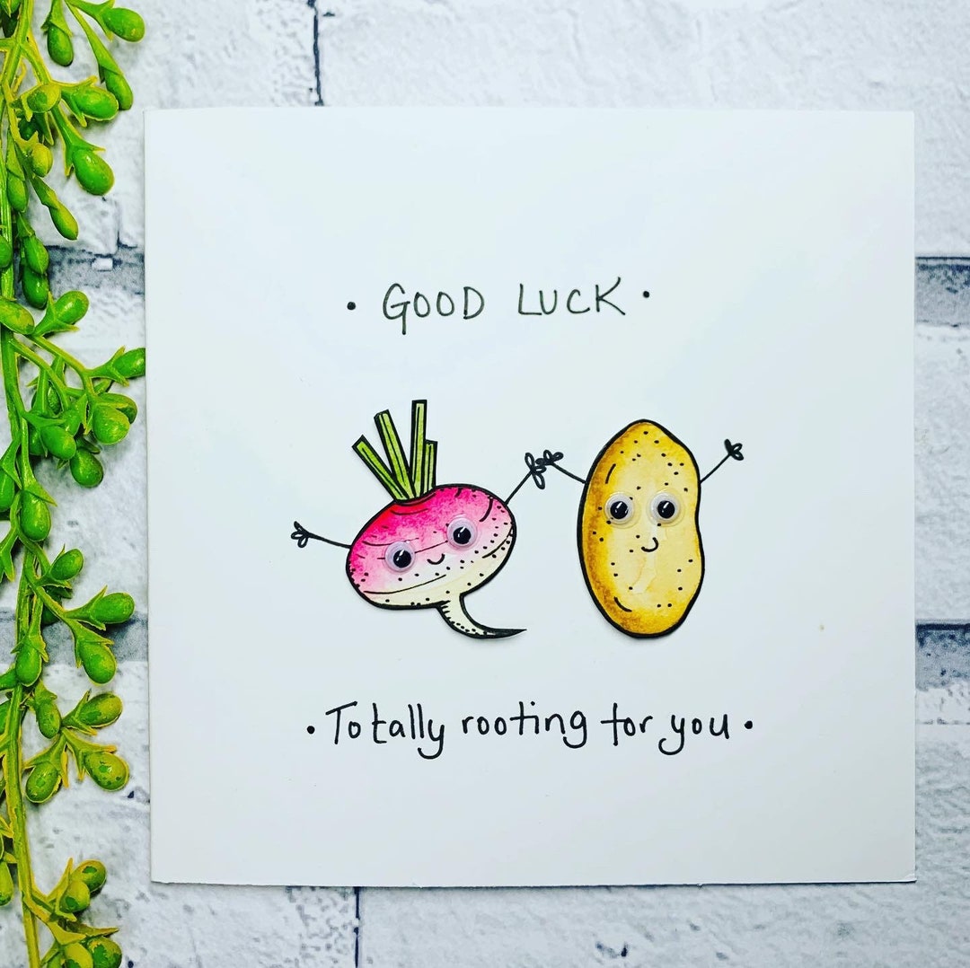 Good Luck Rooting for You Funny Card Handmade Original Illustration ...