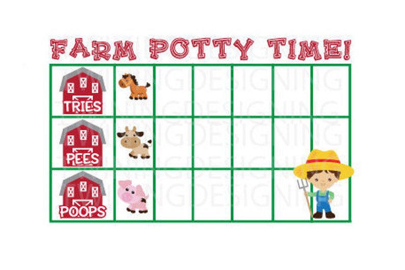 Farm Animals Potty Chart Digital File SVG PNG DXF Farm - Etsy