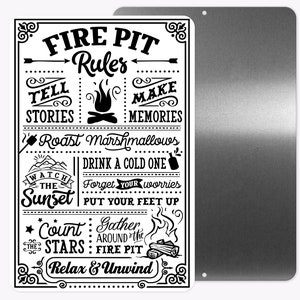 Fire Pit Rules Sign, Metal Sign, Wall Decor - Etsy