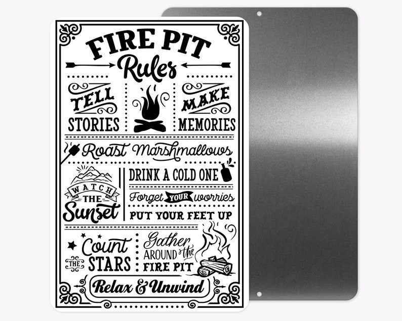 Fire Pit Rules Sign, Metal Sign, Wall Decor - Etsy