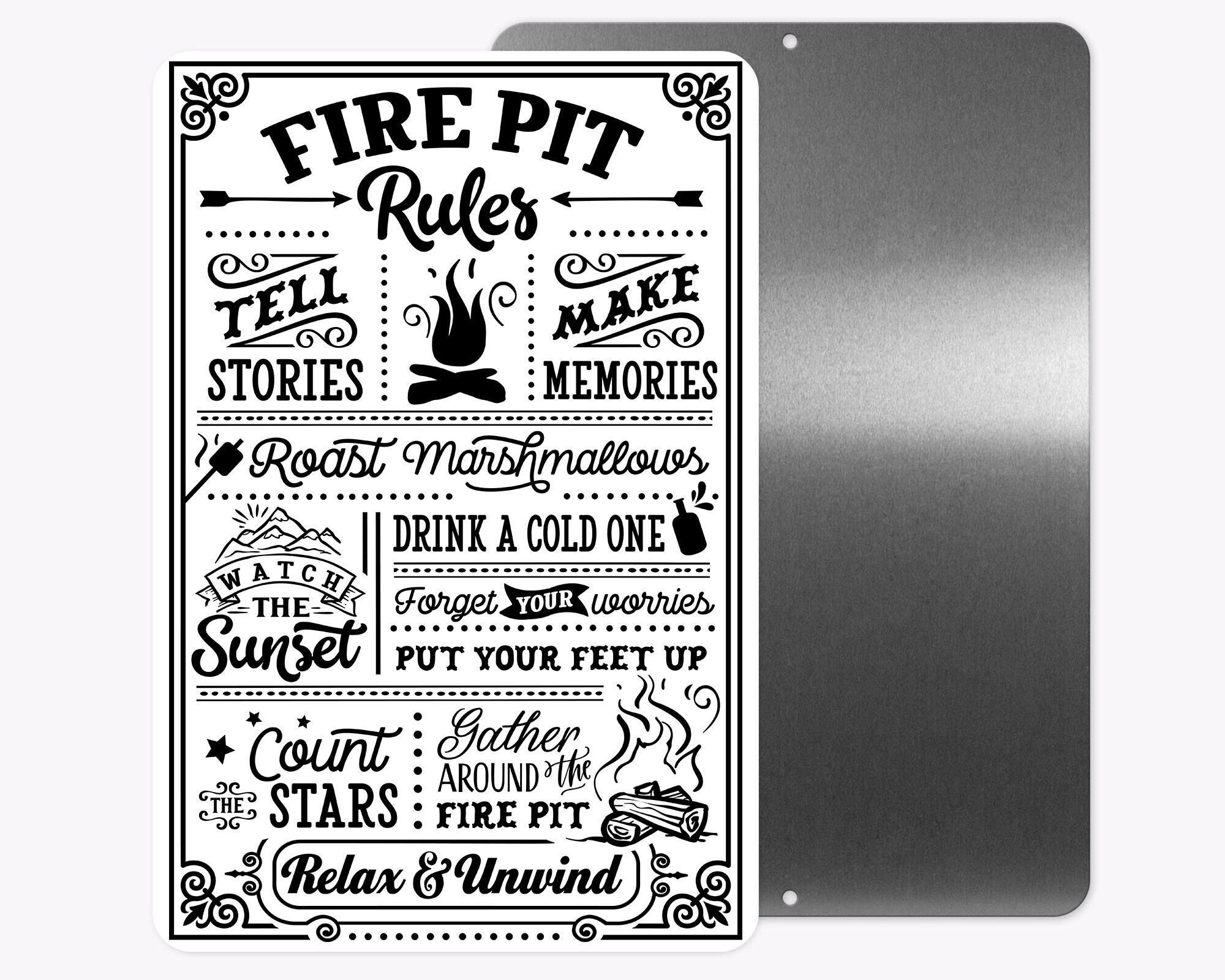 Fire Pit Rules Sign Metal Sign Wall Decor - Etsy
