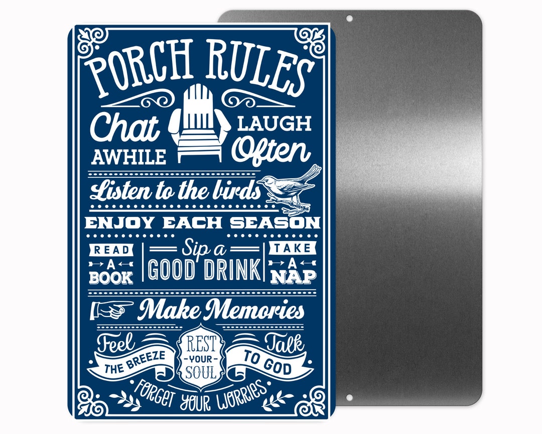 Porch Rules Sign, Metal Sign, Wall Decor - Etsy