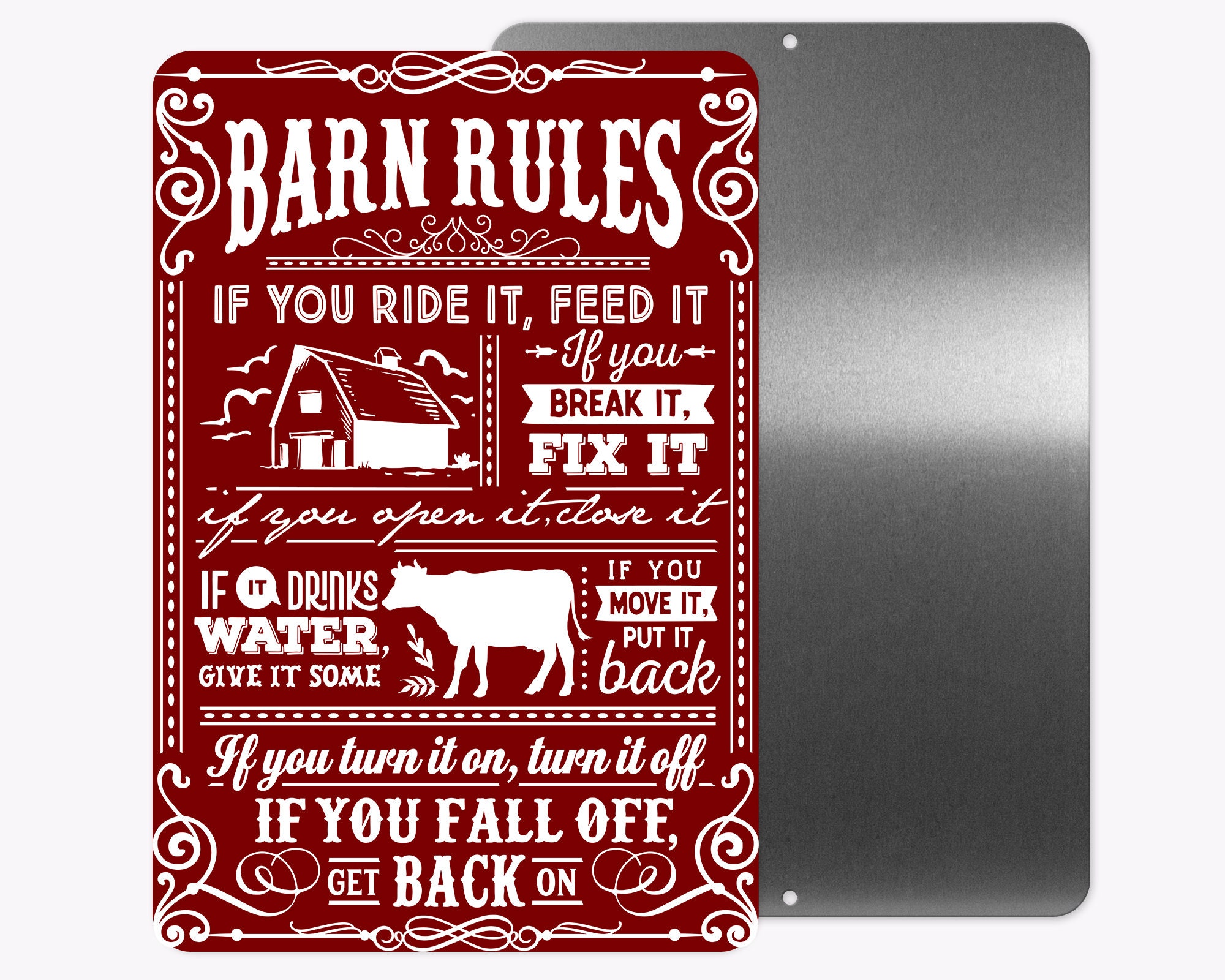 Barn Rules Sign Metal Sign Wall Décor Farm House Sign - Etsy