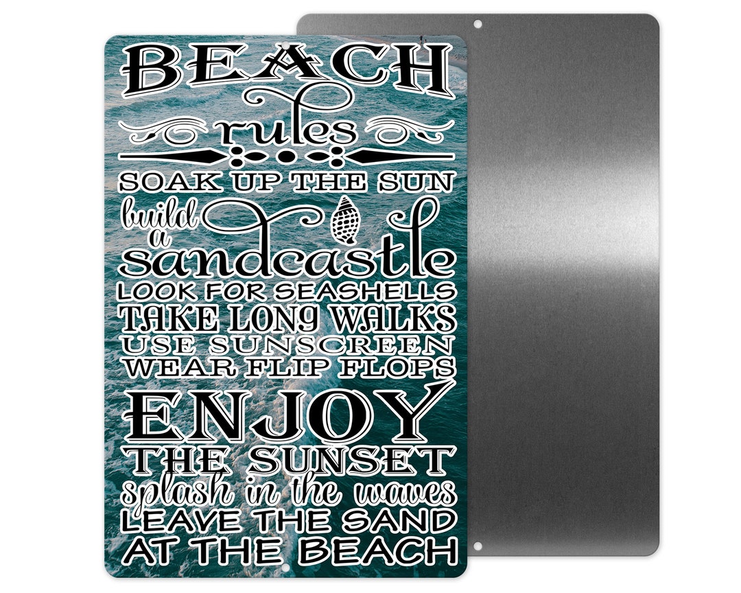 Beach Rules Sign, Metal Sign, Wall Decor - Etsy