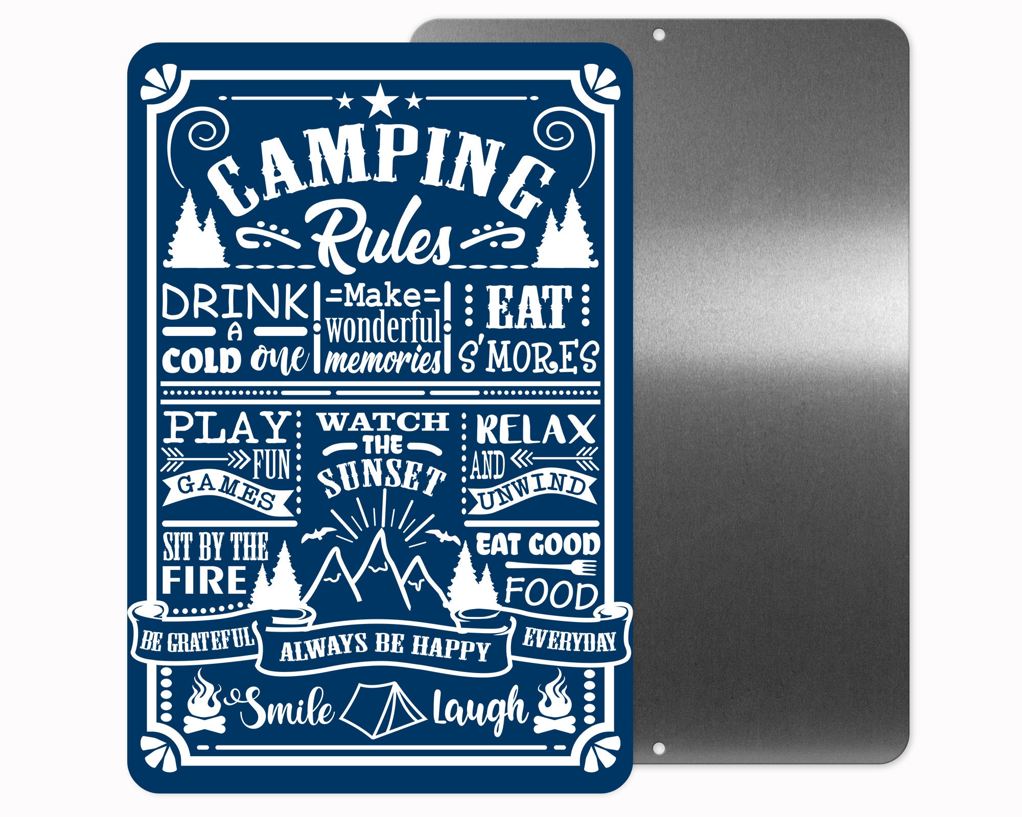 Camping Rules Sign Metal Sign Wall Decor | Etsy