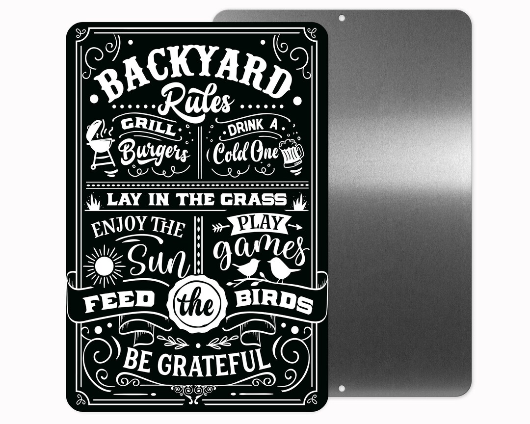 Backyard Rules Sign, Metal Sign, Wall Decor - Etsy