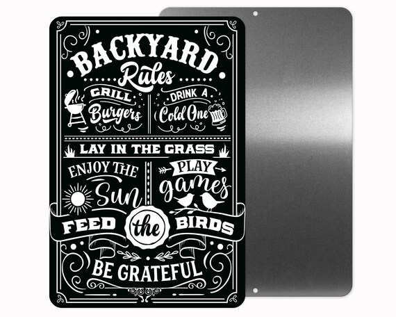 Backyard Rules Sign Metal Sign Wall Decor | Etsy