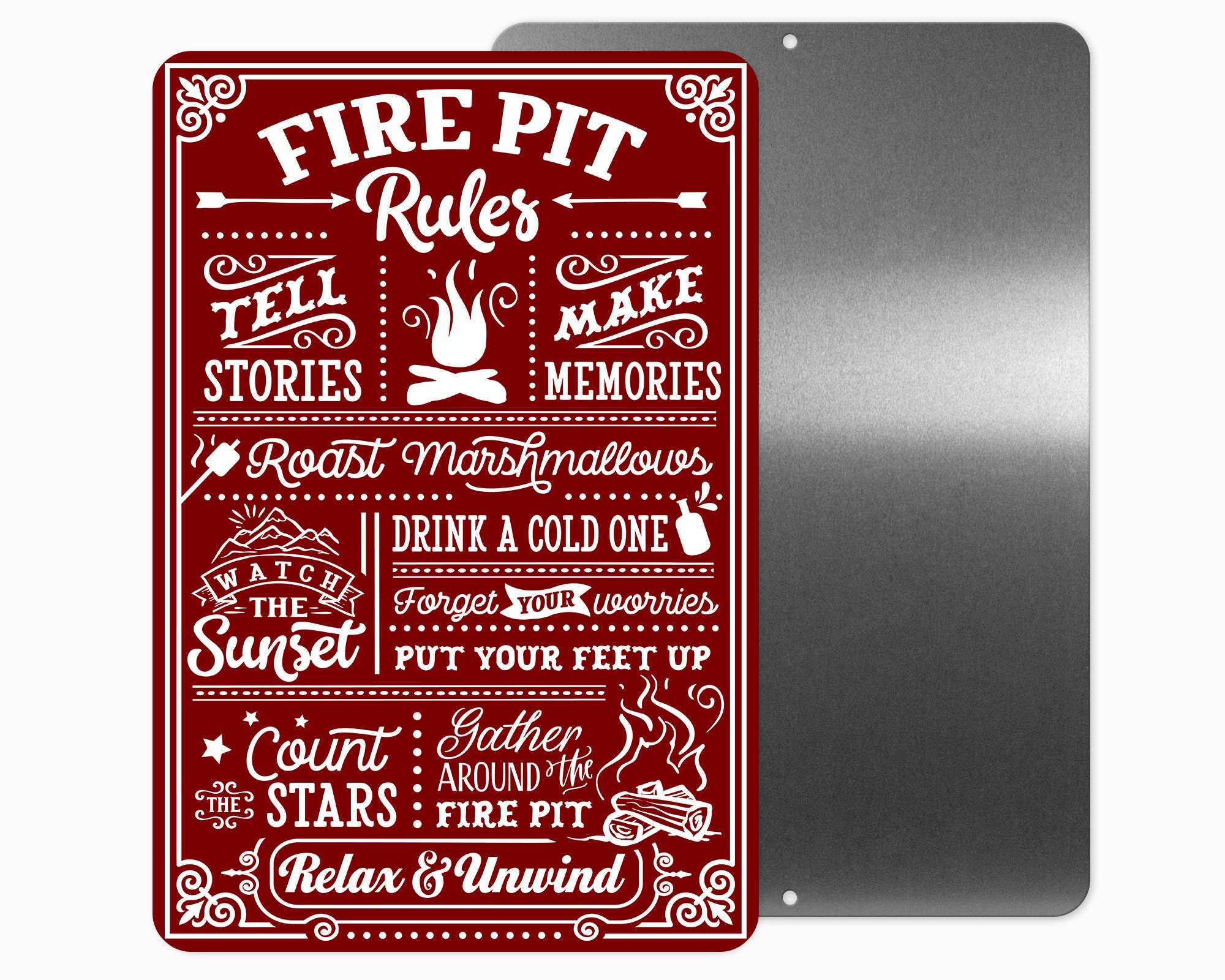 Fire Pit Rules Sign Metal Sign Wall Decor - Etsy
