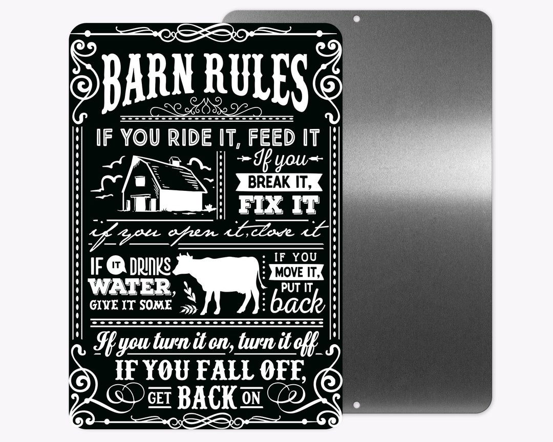 Barn Rules Sign, Metal Sign, Wall Décor, Farm House Sign, Country Chic ...