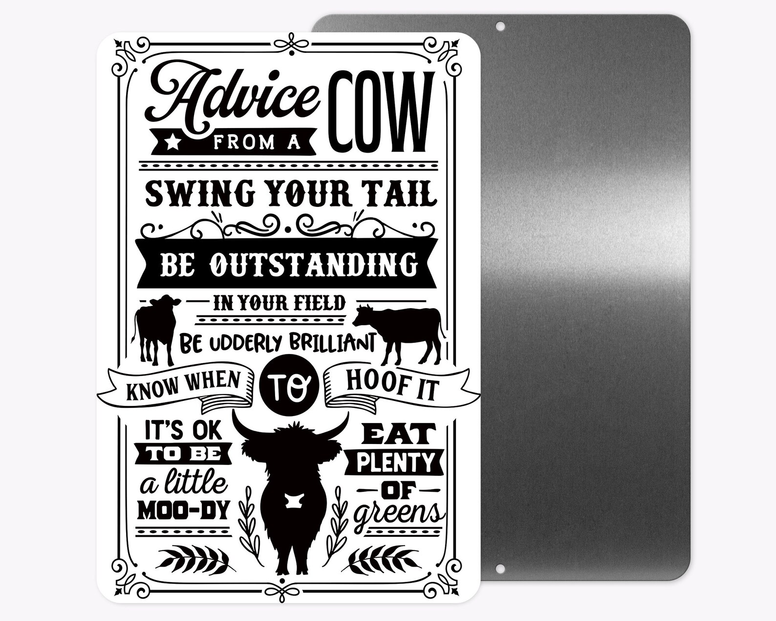 Cow Rules Sign Metal Sign Wall Décor Farmhouse Sign | Etsy