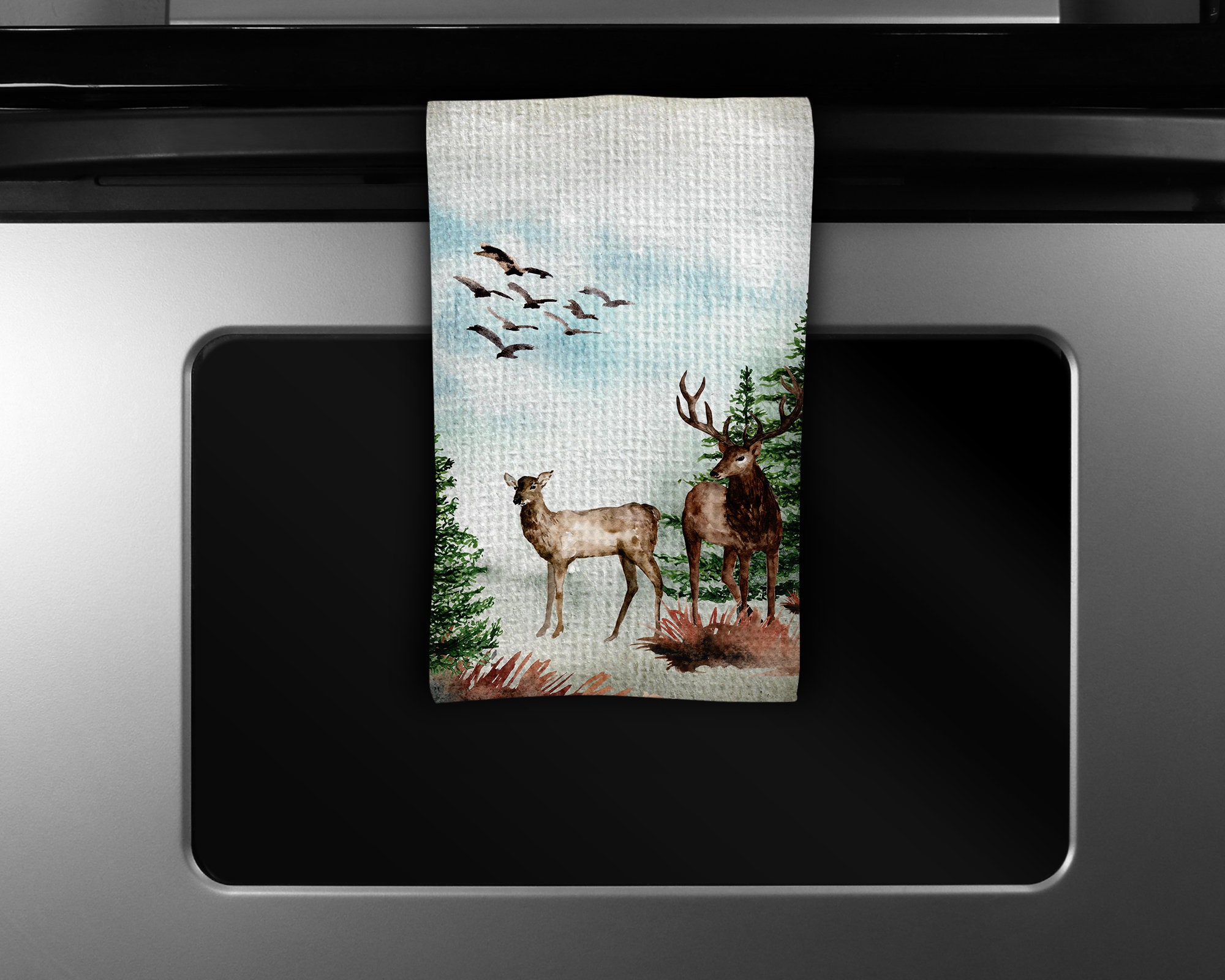 Deer Hand Towel Set, Farm Style Towels, Kitchen Towels, Housewarming ...