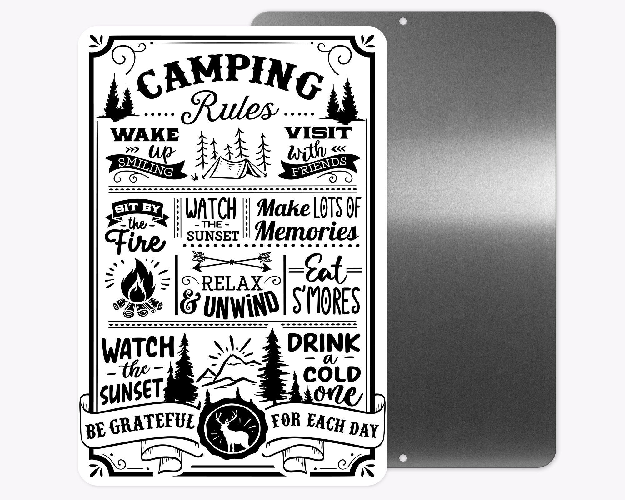 Camping Rules Sign Metal Sign Wall Decor | Etsy