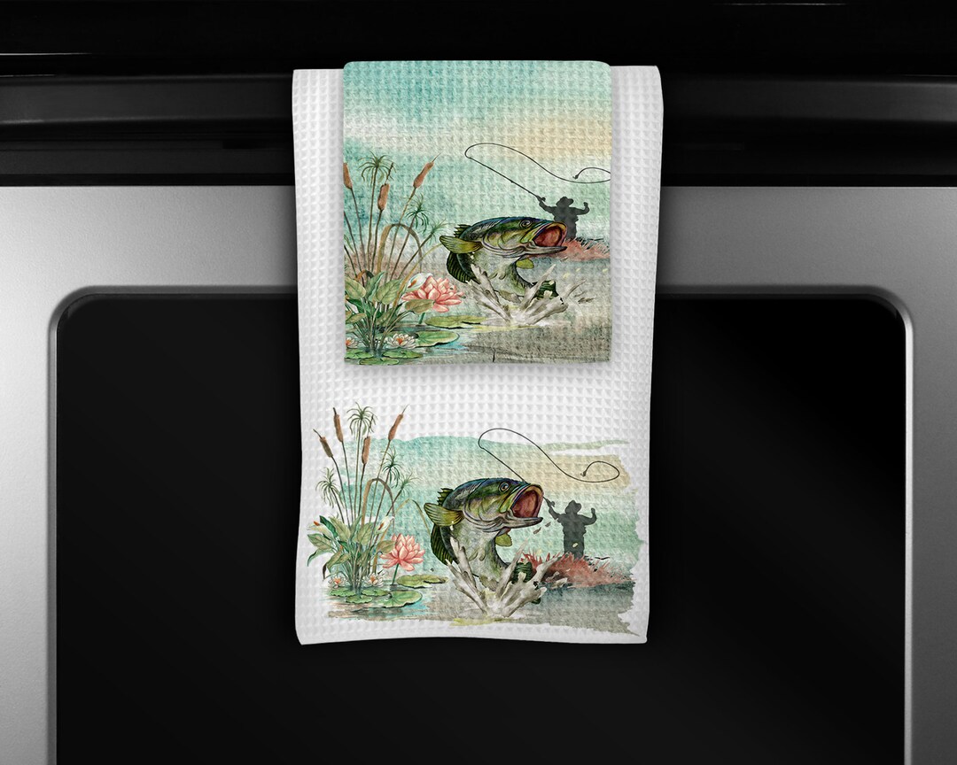 Fish Hand Towel Set, Farm Style Towels, Kitchen Towels, Housewarming ...