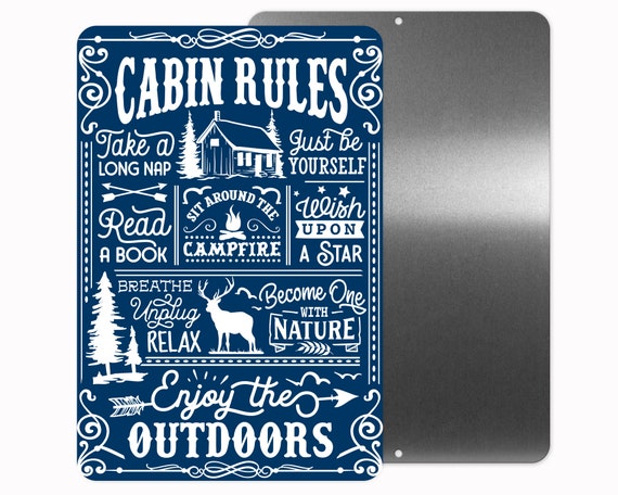 Cabin Rules Sign Metal Sign Wall Decor | Etsy