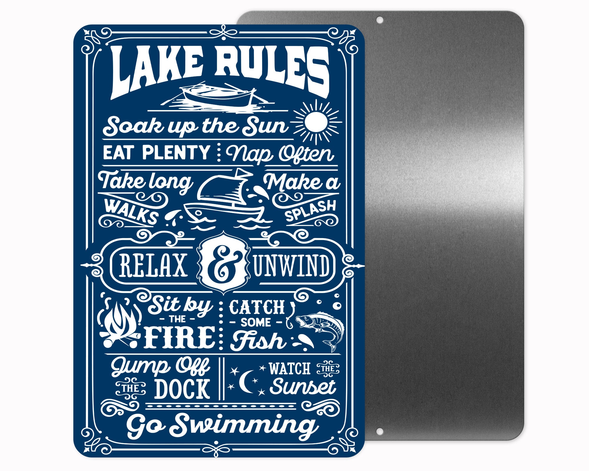 Lake Rules Sign Metal Sign Wall Decor - Etsy