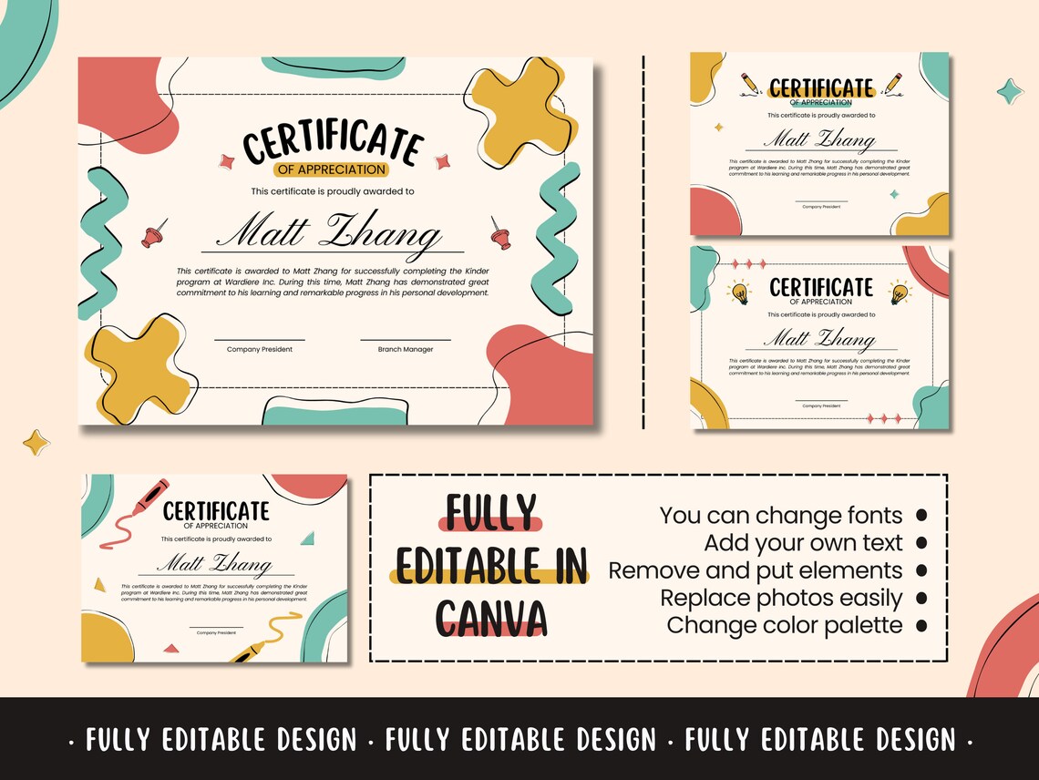 Certificate Colorful Canva Template Recognition Playful Modern ...