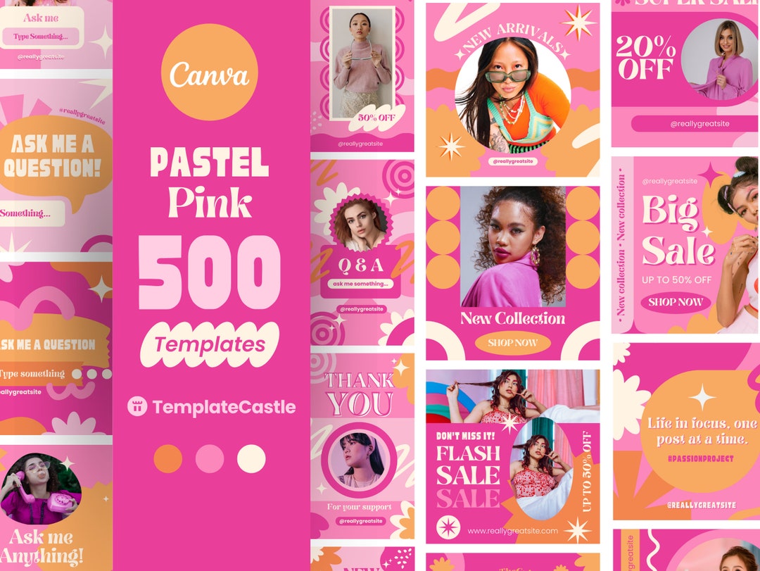 500 Pink Pastel Social Media Templates Canva IG Templates Pink ...