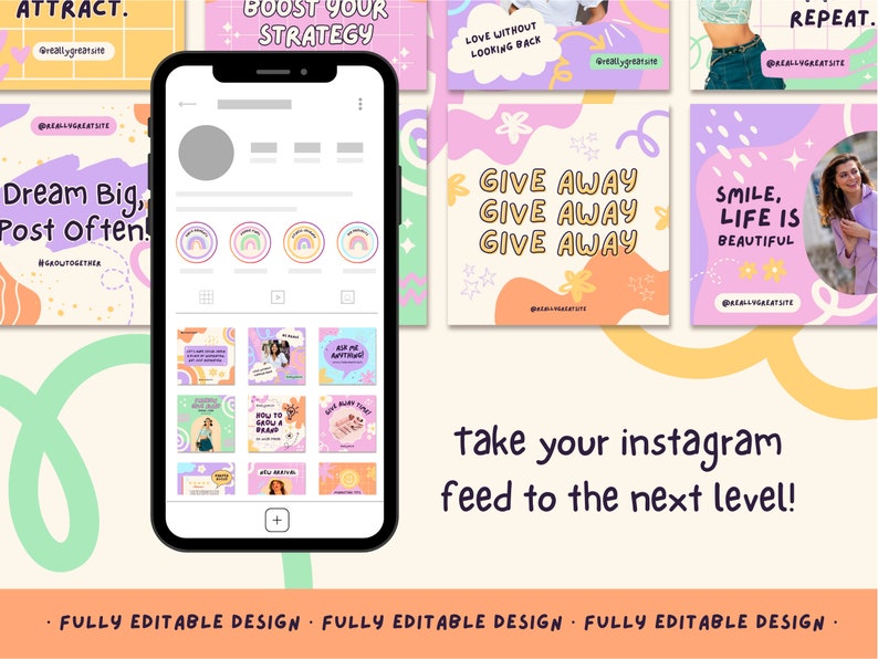 150 Pastel Rainbow Canva Posts for Instagram Fashion Influencers ...