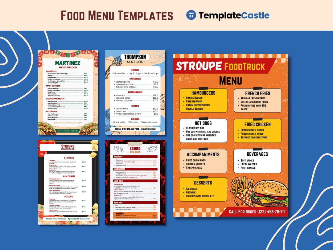 5 Editable Food Menu Templates Canva Editable Templates Delicious Food ...