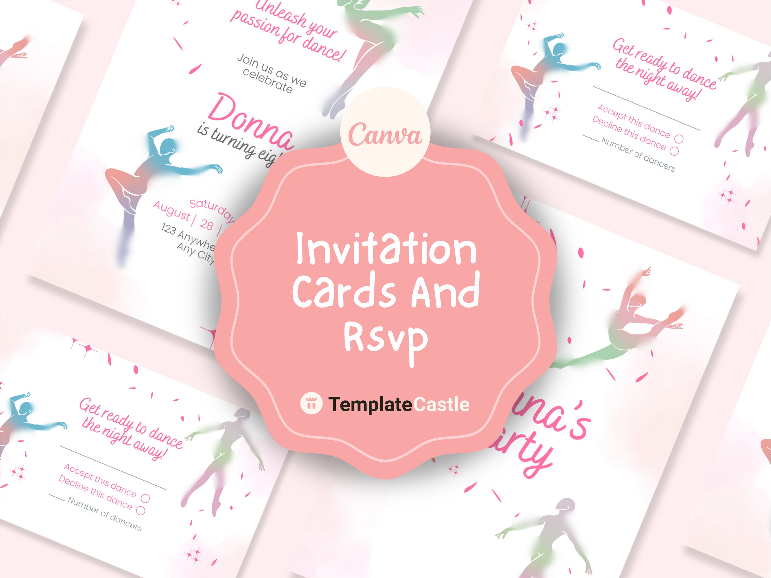 Dance Party Invitation Canva Template Editable Birthday Bash Card ...