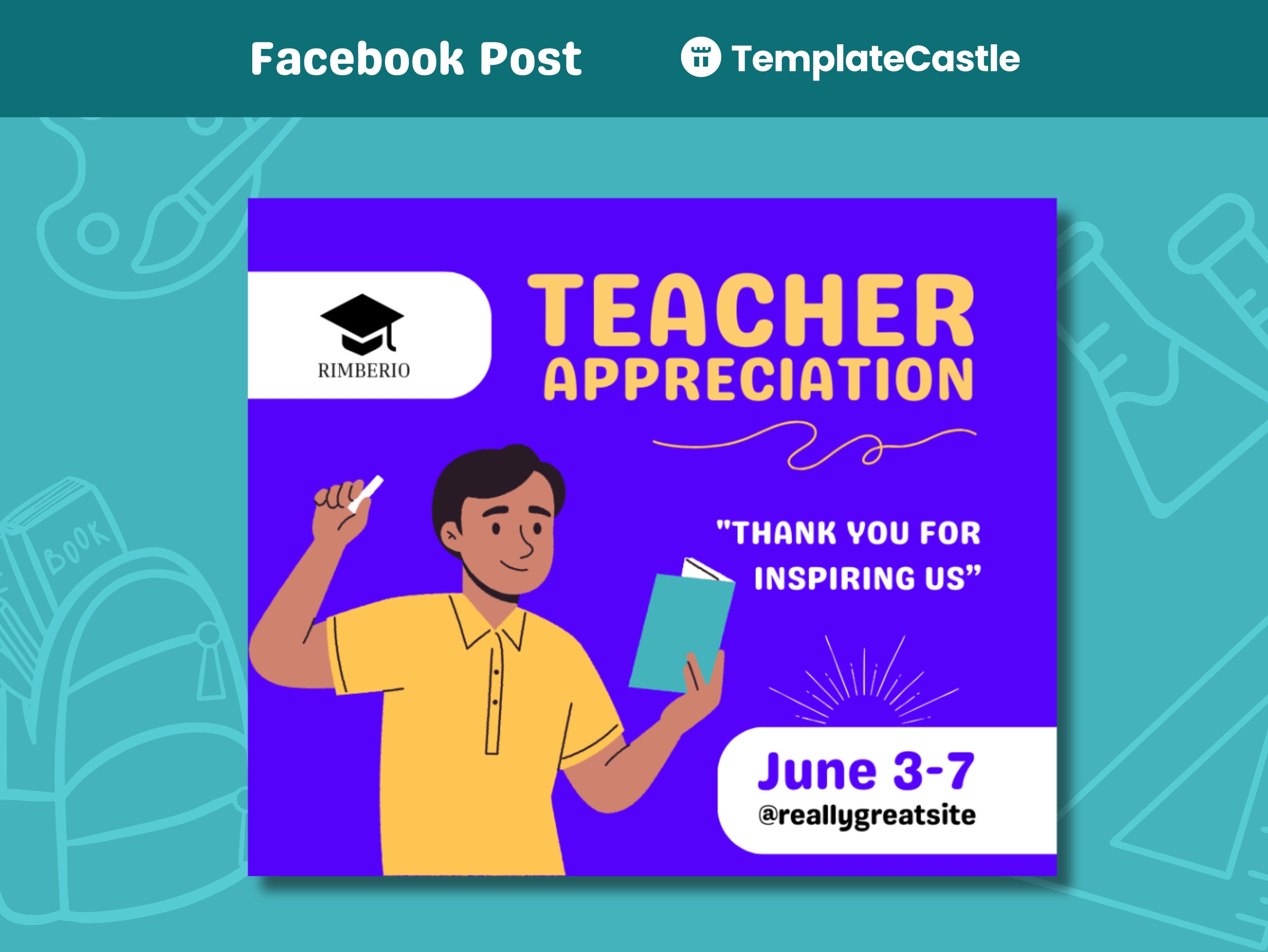 Teacher Appreciation Week Canva Template Vibrant Social Media Post ...