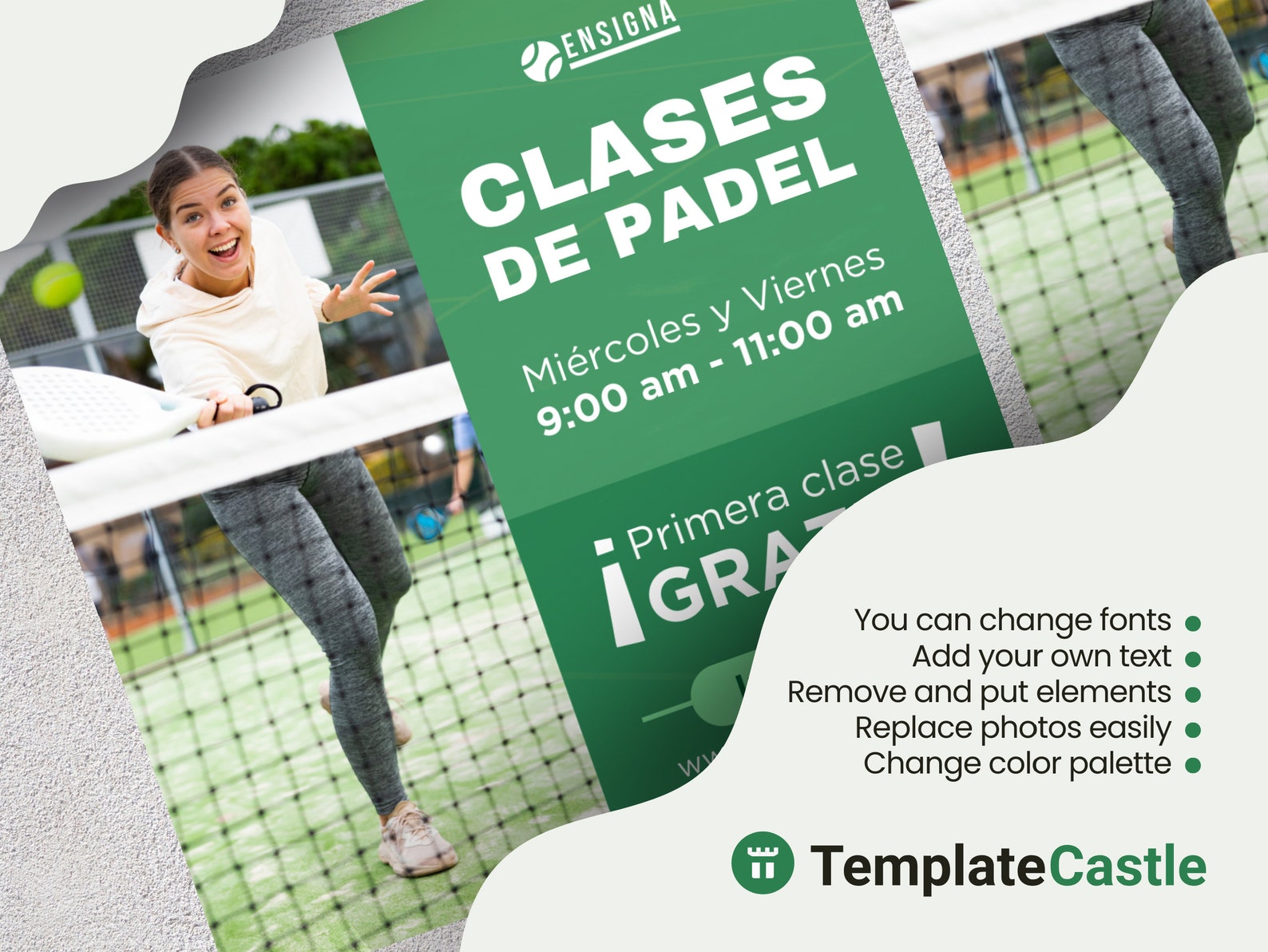 Padel Tennis Class Flyer Canva Template Customizable With Free First ...