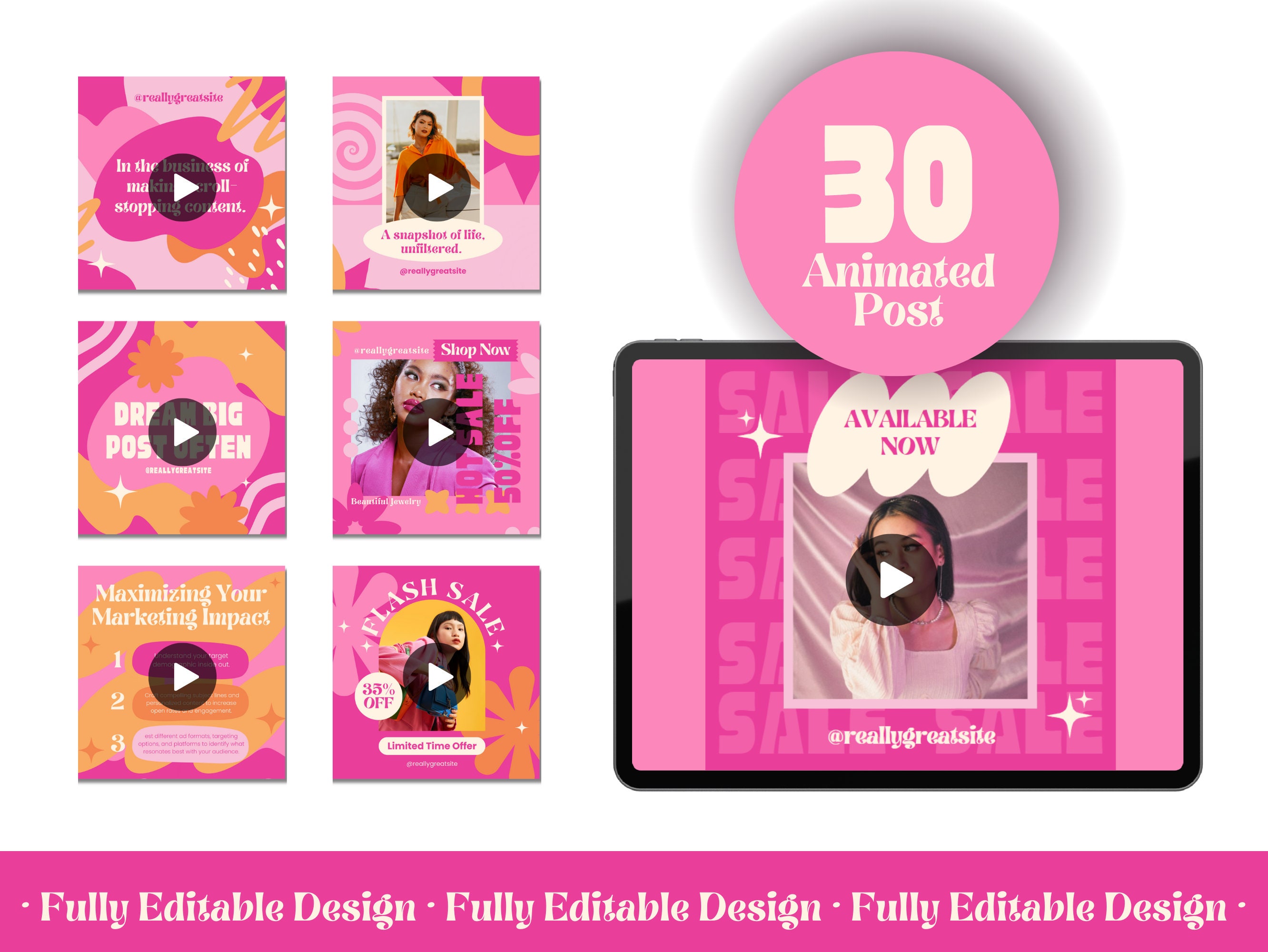 500 Pink Pastel Social Media Templates Canva IG Templates Pink ...