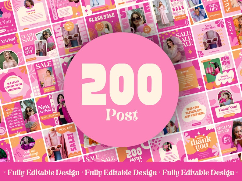 500 Pink Pastel Social Media Templates Canva IG Templates Pink ...