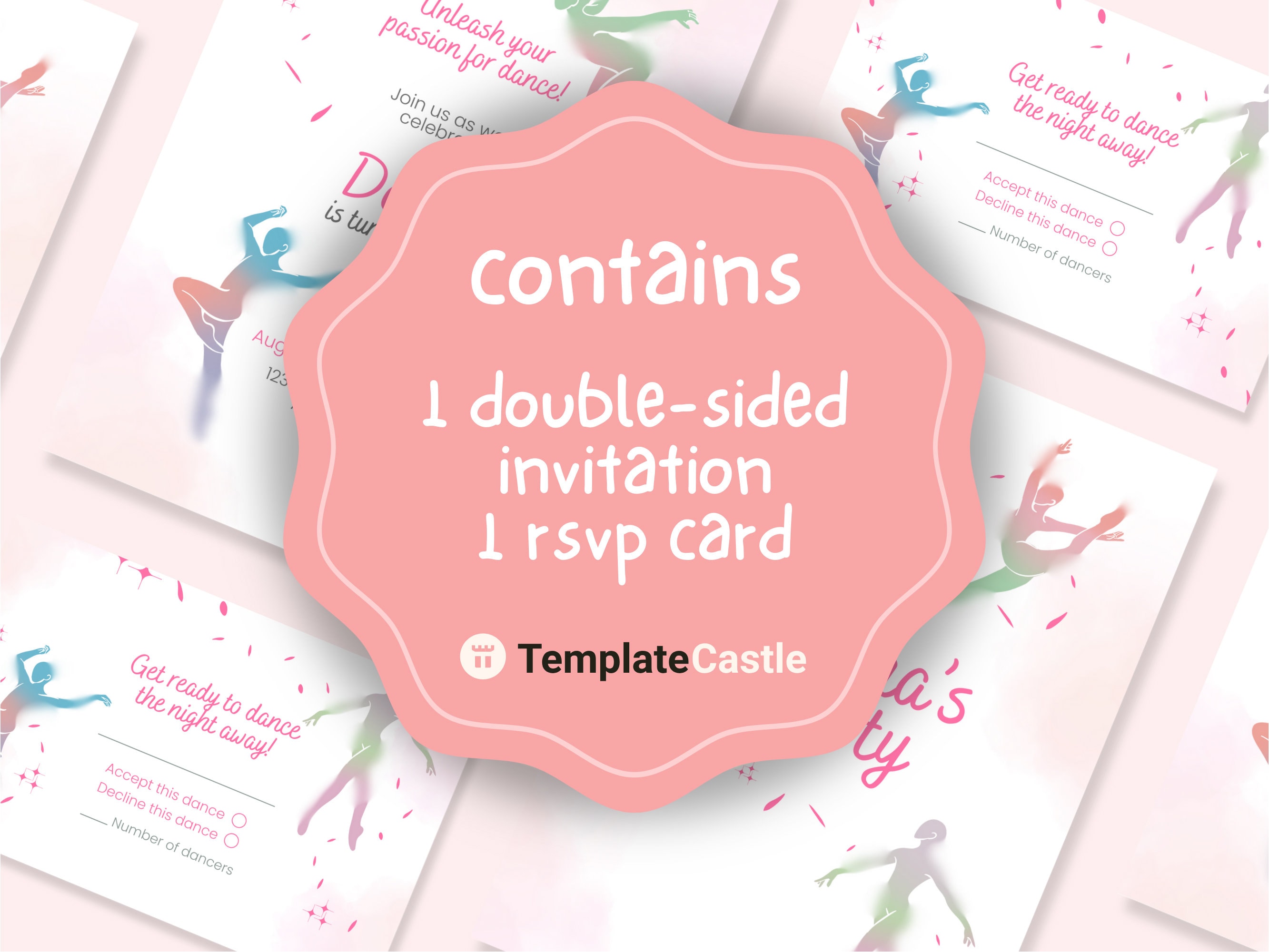 Dance Party Invitation Canva Template Editable Birthday Bash Card ...