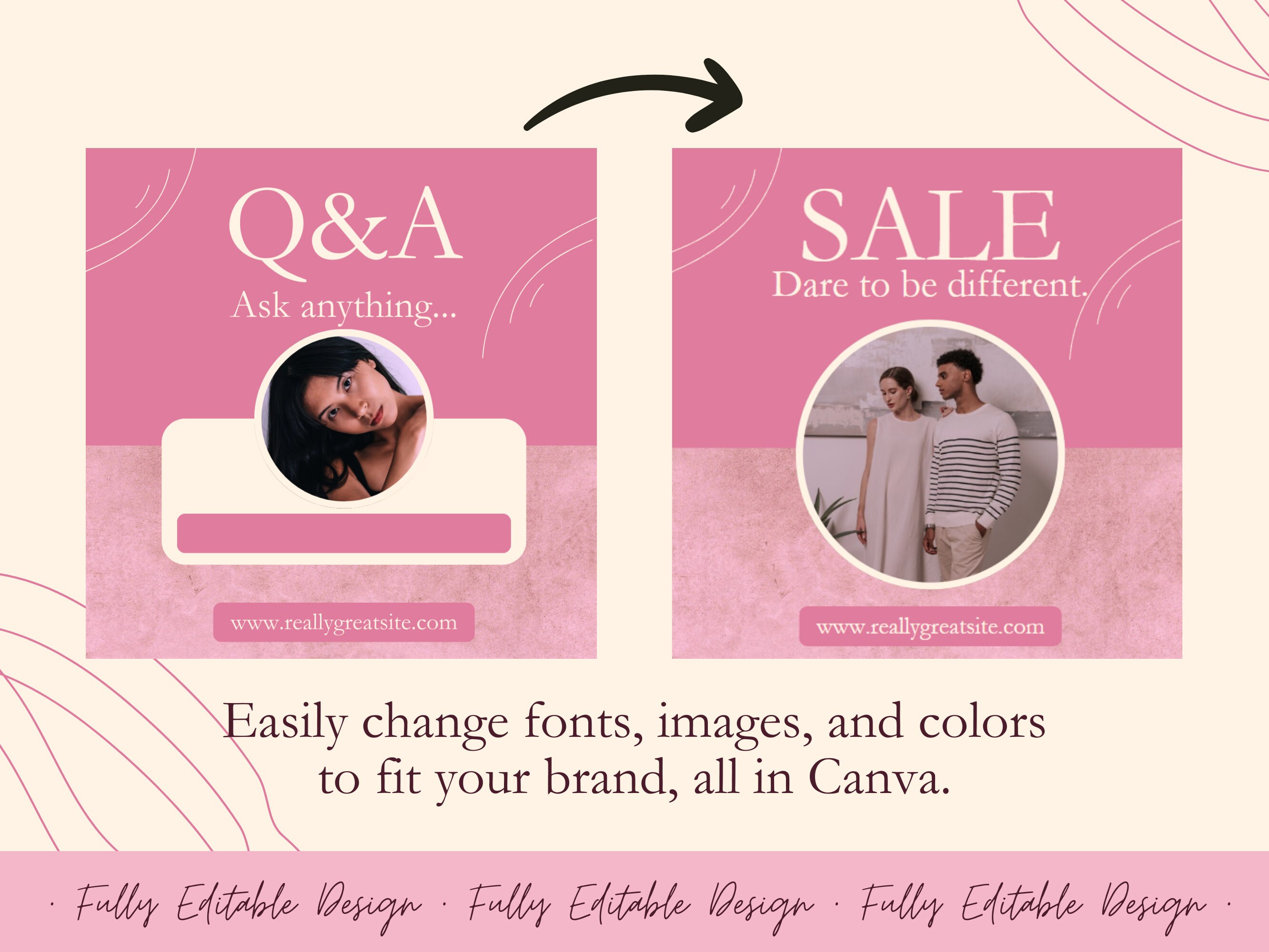 90 Pastel Social Media Templates Animated Fashion Posts Canva Editable ...