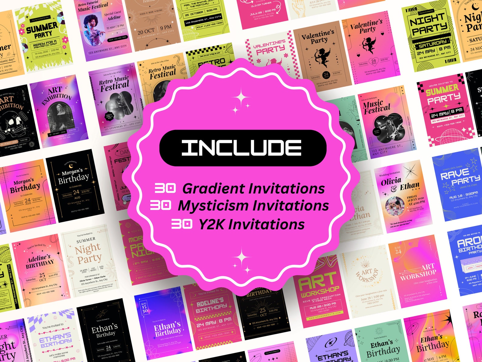 90 Invitations Templates for Canva Birthday Party Invitations Music ...