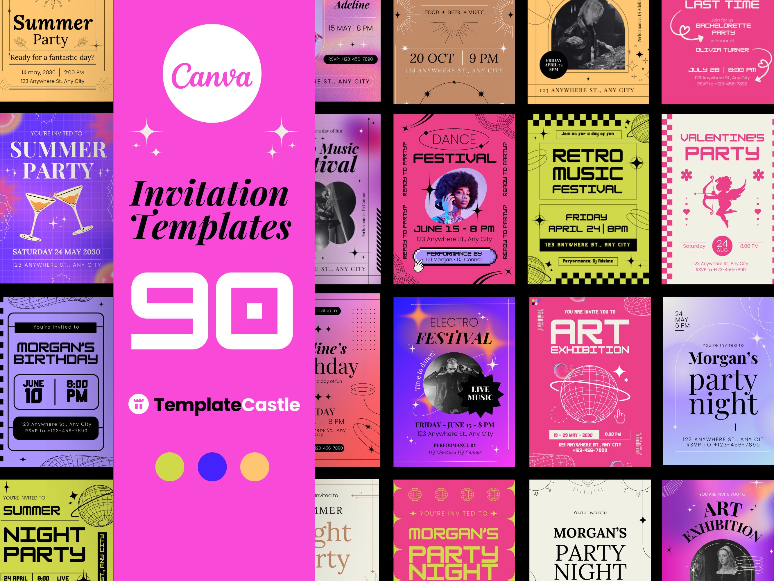 90 Invitations Templates for Canva Birthday Party Invitations Music ...