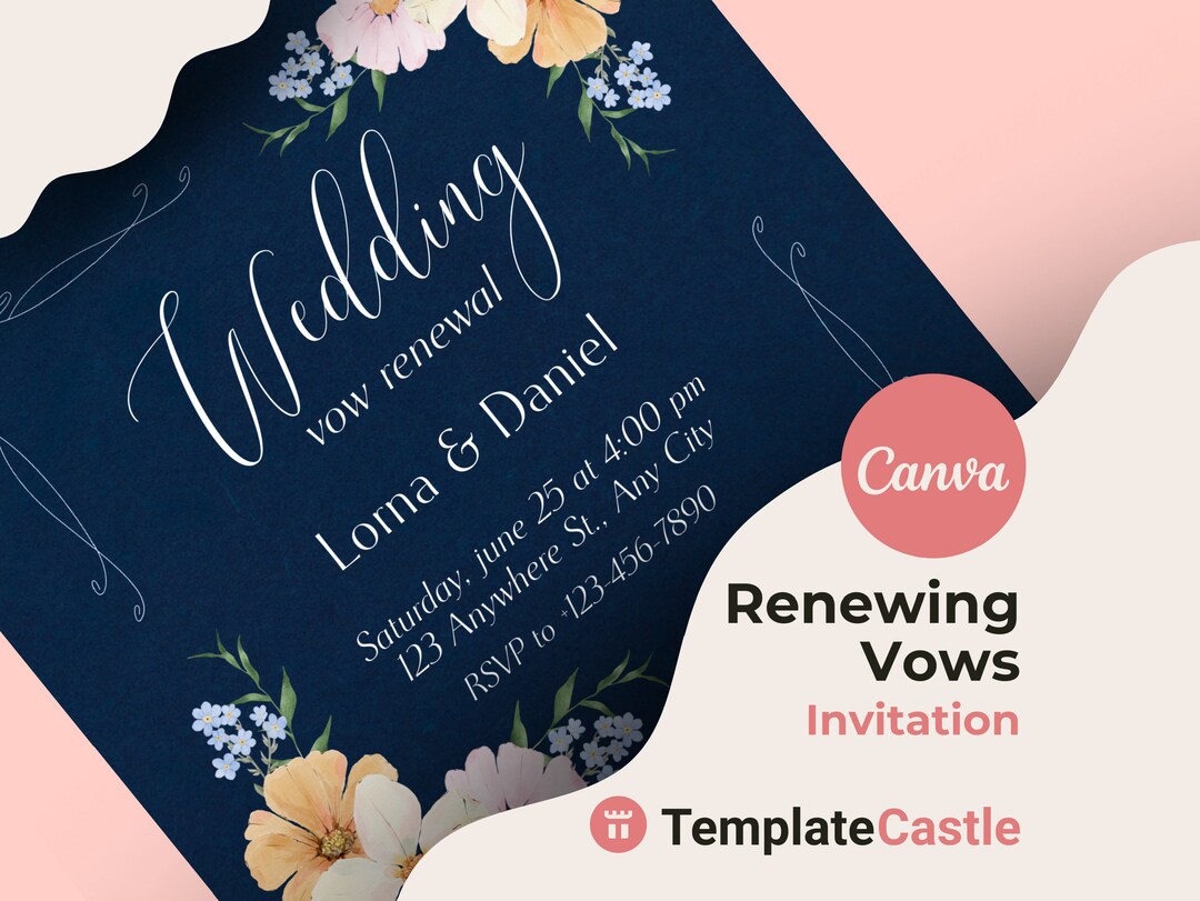 Elegant Vow Renewal Wedding Invitation Canva Template Personalize for ...