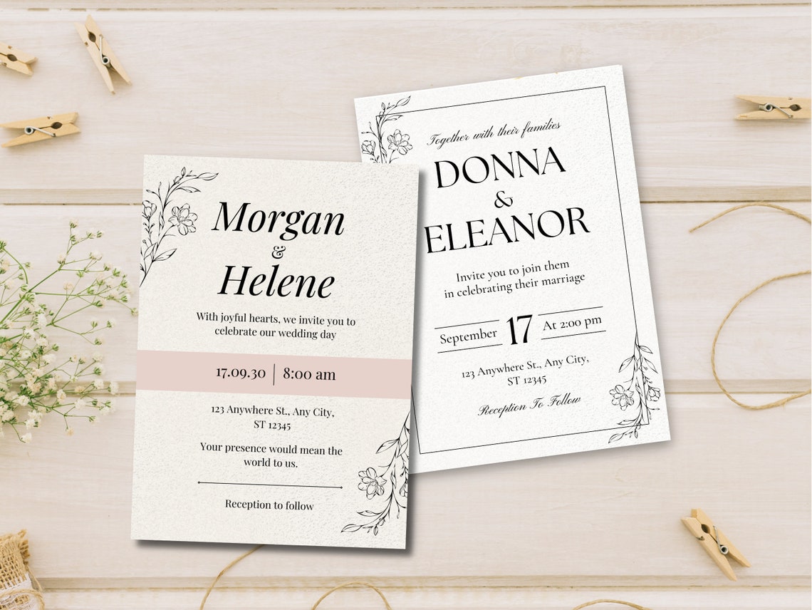 10 Wedding Invitation Templates Canva Minimalist Canva Editable ...