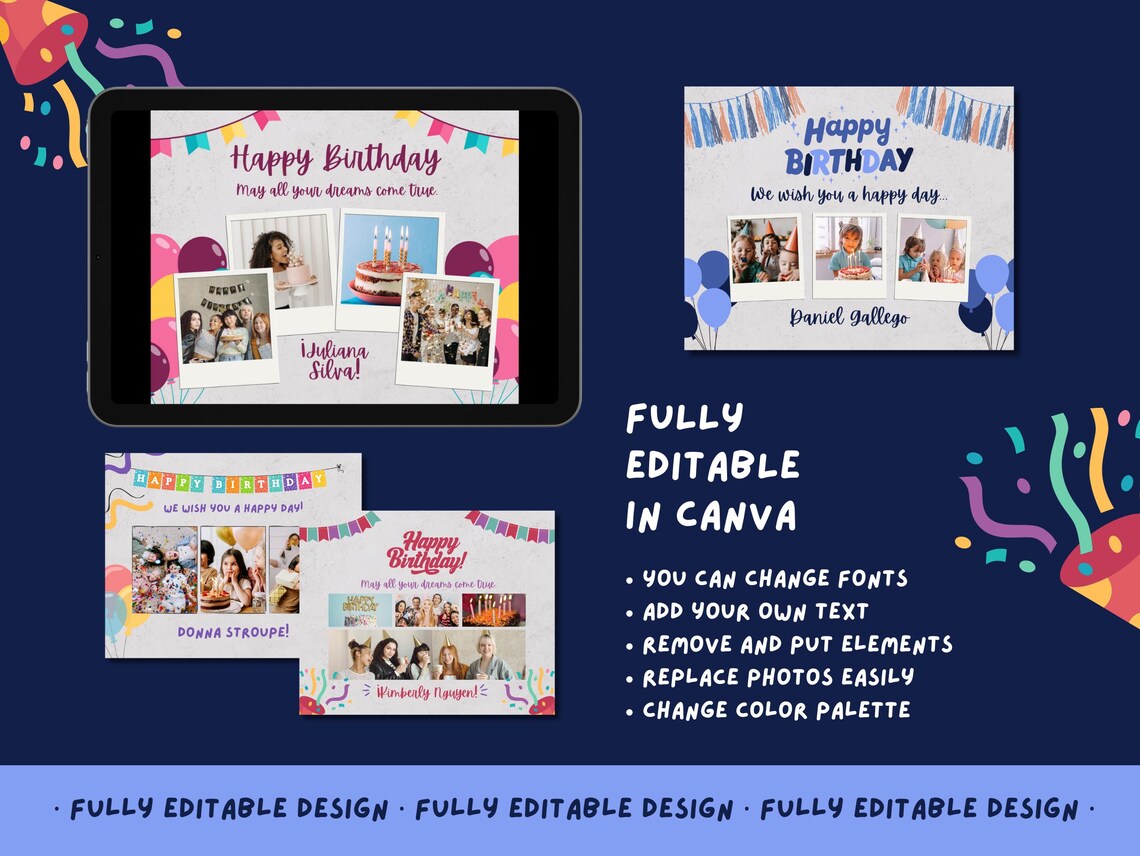 Birthday Photo Collage Templates Canva Editable Photo Collage Templates ...