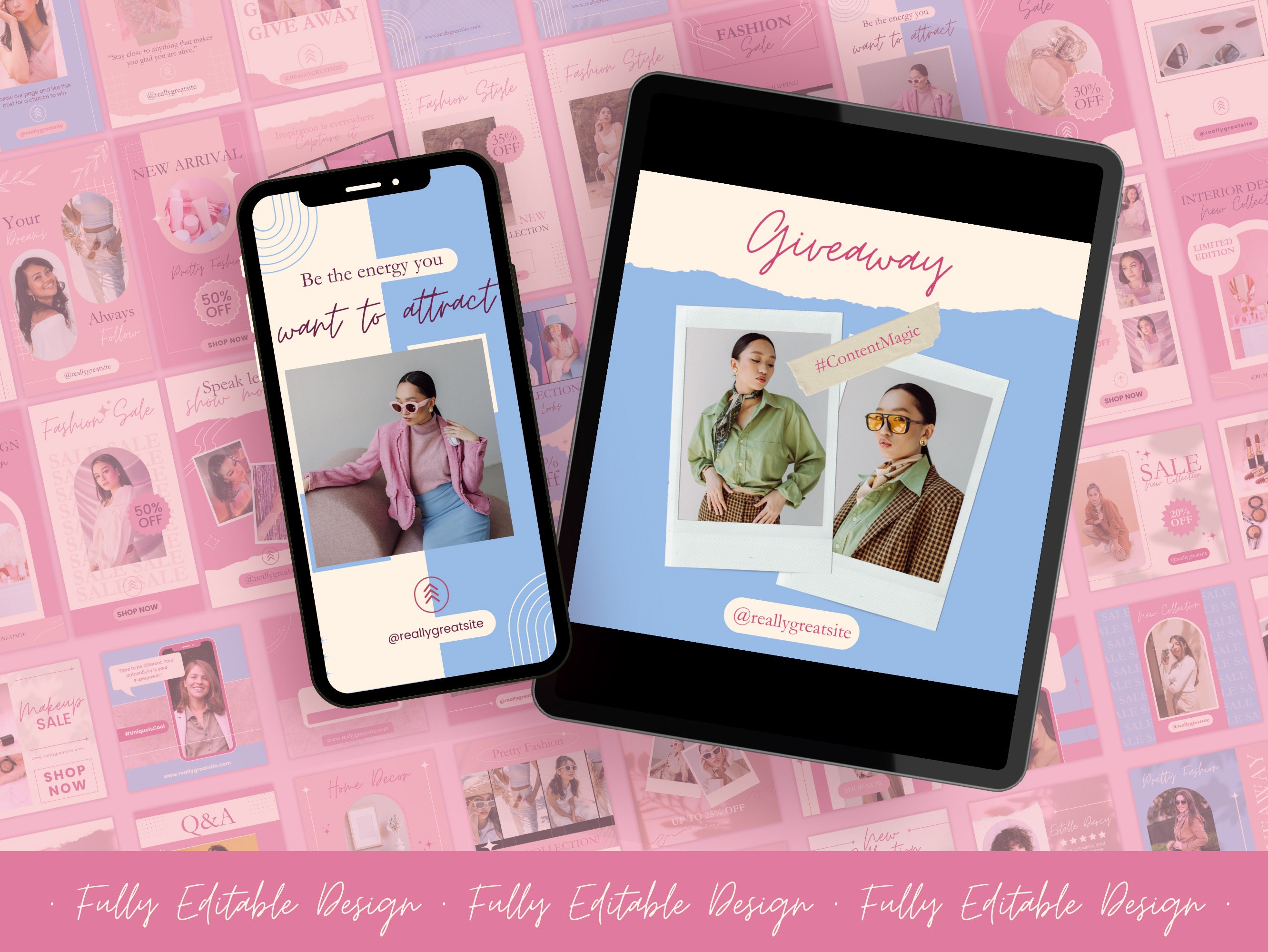 90 Pastel Social Media Templates Animated Fashion Posts Canva Editable ...